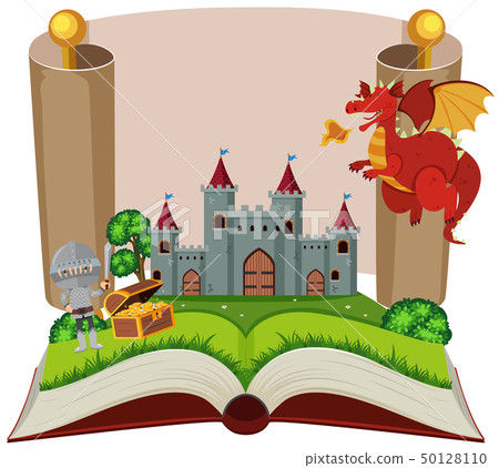 Storybook with knight and castle - Stock Illustration [50128110] - PIXTA