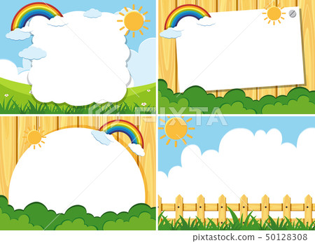 Four background template with sun and blue sky - Stock Illustration ...