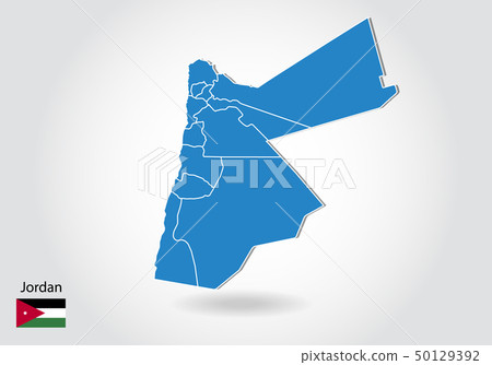 Jordan map design with 3D style. Blue Jordan map - Stock Illustration ...