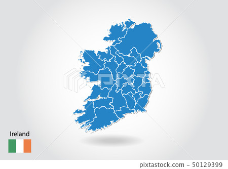 ireland map design with 3D style. Blue ireland map - Stock Illustration ...