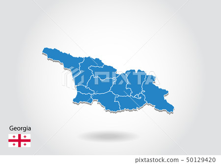 georgia map design with 3D style. Blue georgia map - Stock Illustration ...