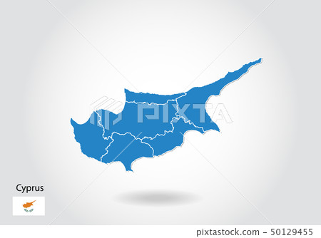 cyprus map design with 3D style. Blue cyprus map - Stock Illustration ...