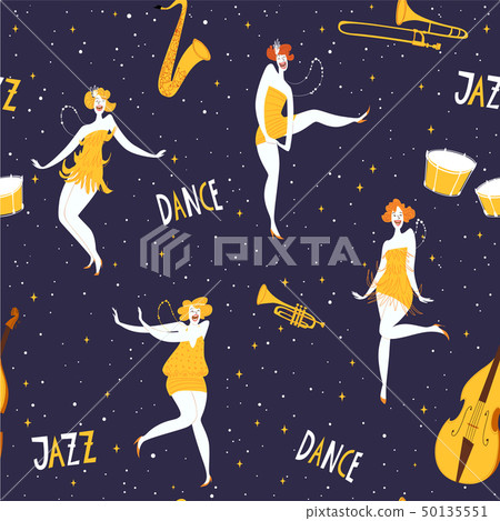 Retro style music vector dance seamless pattern...-插圖素材 [50135551 ...
