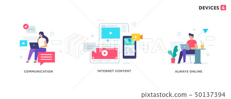 People use gadgets. set of icons, illustration - Stock Illustration ...