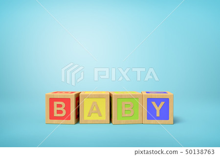 3d rendering of alphabet toy blocks on blue... - Stock Illustration ...