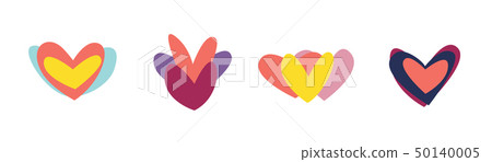 Creative red hearts icon set. Valentines day... - Stock Illustration [50140005] - PIXTA