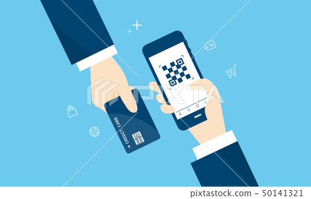 Image of QR code payment and credit card - Stock Illustration [50141321 ...