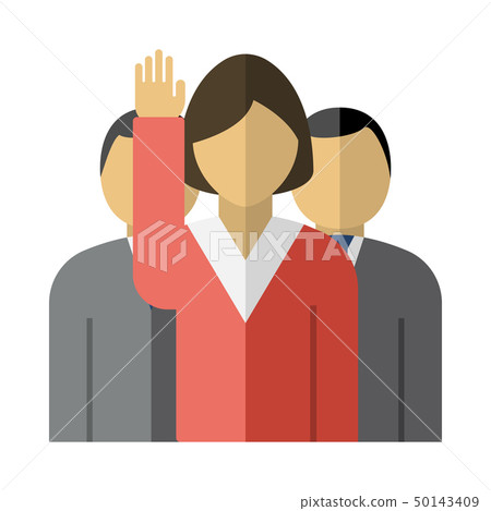 Voting Lady With Men Behind Icon - Stock Illustration [50143409] - PIXTA