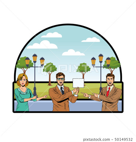business people with signboard - Stock Illustration [50149532] - PIXTA