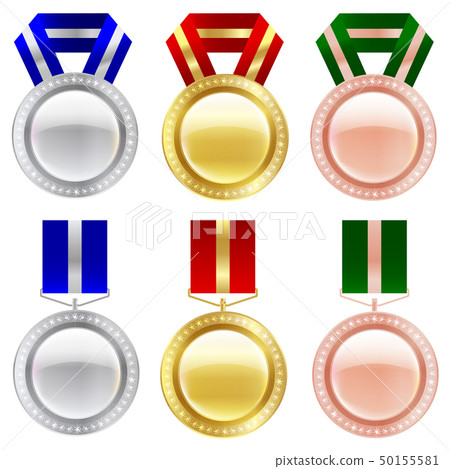 Medal gold silver icon - Stock Illustration [50155581] - PIXTA