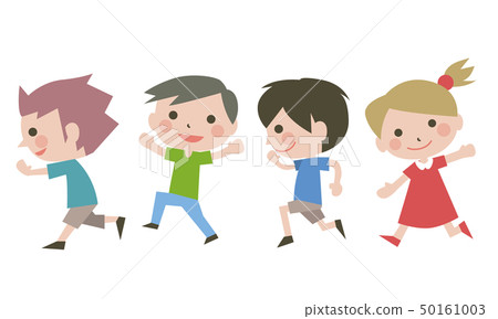 Kid running chasing - Stock Illustration [50161003] - PIXTA