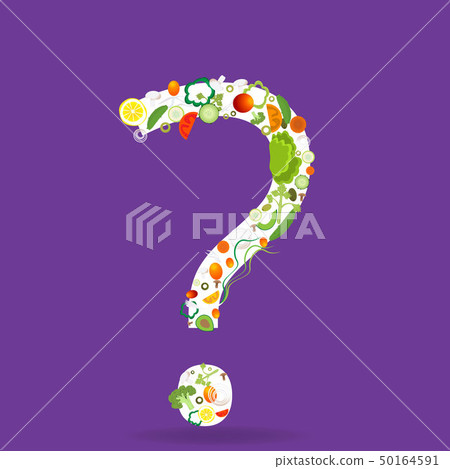 question mark with vegetables pattern - Stock Illustration [50164591 ...