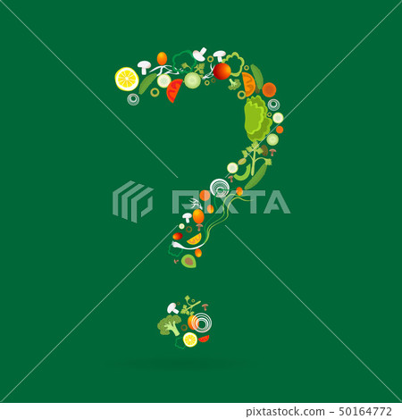 question mark with vegetables pattern - Stock Illustration [50164772 ...