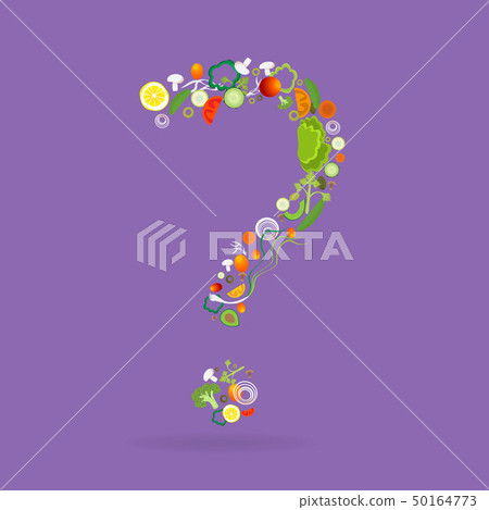 question mark with vegetables pattern - Stock Illustration [50164773 ...