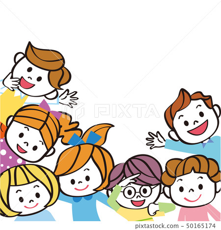 Children gathering frame - Stock Illustration [50165174] - PIXTA