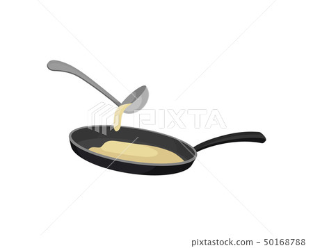 Batter is poured into the pan. Vector... - Stock Illustration [50168788 ...