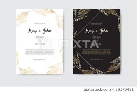 Vector invitation with gold floral elements. - Stock Illustration ...