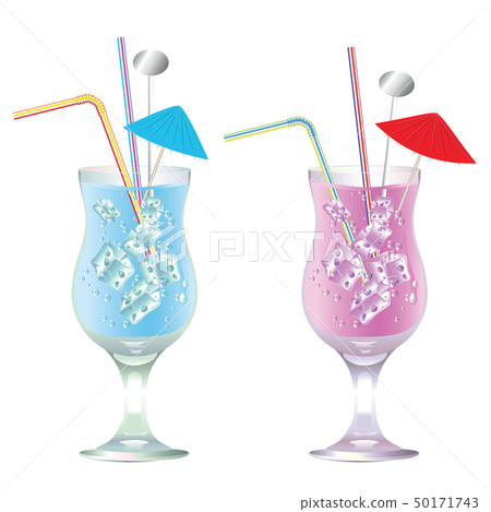 Blue and Pink Cocktails - Stock Illustration [50171743] - PIXTA
