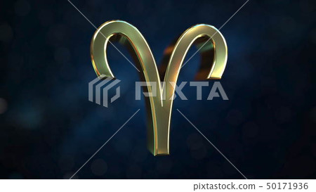 Gold Aries Zodiac sign, 3D rendering - Stock Illustration [50171936 ...
