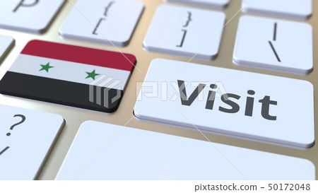 VISIT text and flag of Syria on the buttons on... - Stock Illustration ...