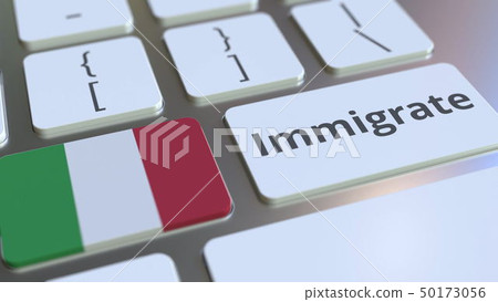 IMMIGRATE text and flag of Italy on the buttons...-插圖素材 [50173056 ...