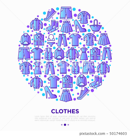 Clothing concept in circle with thin line icons - Stock Illustration ...