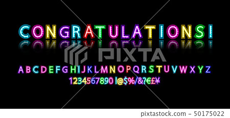 Luminous neon alphabet Vector font. - Stock Illustration [50175022] - PIXTA