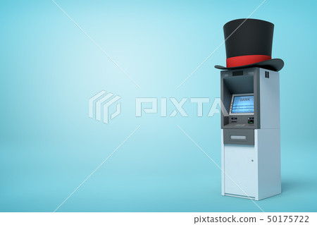 3d rendering of ATM with big black top hat with... - Stock Illustration ...
