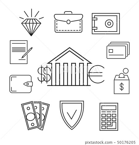 Save money or finance line art concept - Stock Illustration [50176205 ...