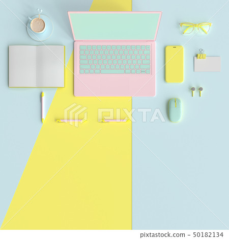 Pastel work desk table - Stock Illustration [50182134] - PIXTA