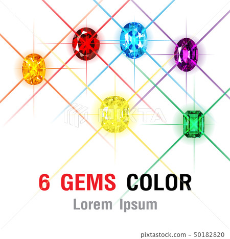 6 Gems isolated on white background. Vector EPS10 - Stock Illustration ...