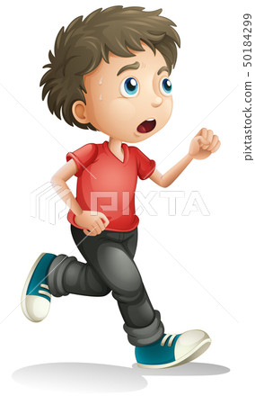 Boy running white background - Stock Illustration [50184299] - PIXTA