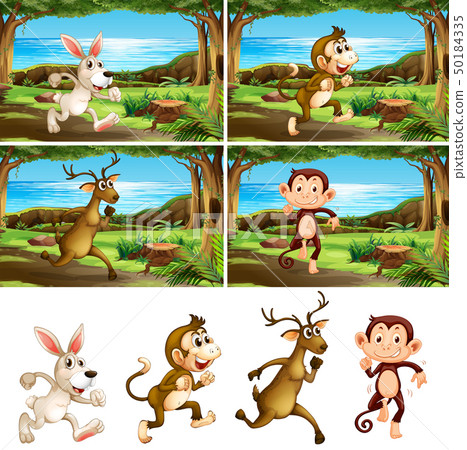 Set of animals running - Stock Illustration [50184335] - PIXTA
