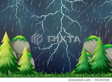 A thunderstorm nature scene - Stock Illustration [50184388] - PIXTA