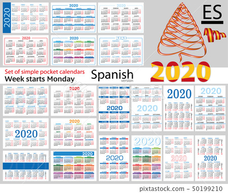 Spanish set of pocket calendars for 2020 - Stock Illustration [50199210 ...