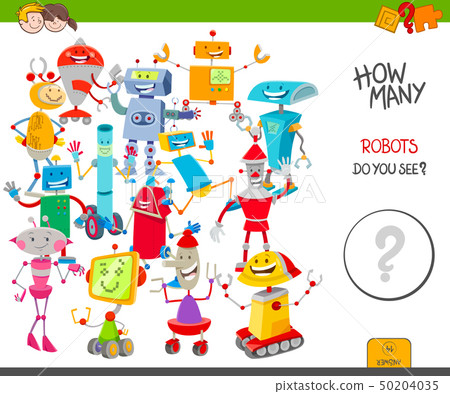 counting cartoon robots educational game - Stock Illustration [50204035 ...