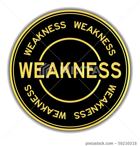 Black and gold color weakness word round sticker - Stock Illustration ...