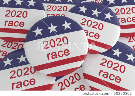Pile of 2020 Race Buttons With US Flag, 3d... - Stock Illustration ...