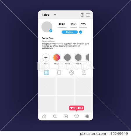 Insta profile Interface. Social media personal... - Stock Illustration ...