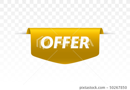Offer tag. Gold colored promo label. - Stock Illustration [50267850 ...