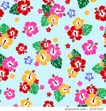Cute hibiscus pattern - Stock Illustration [50267945] - PIXTA