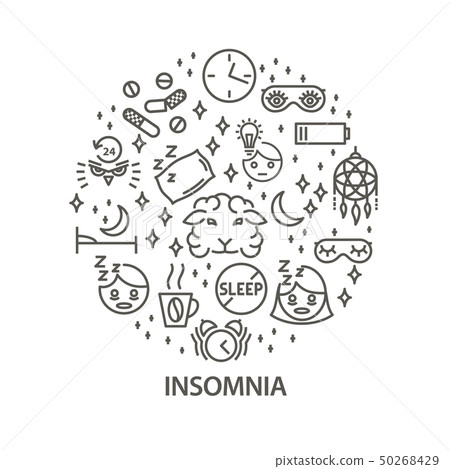 Insomnia line art banner - Stock Illustration [50268429] - PIXTA