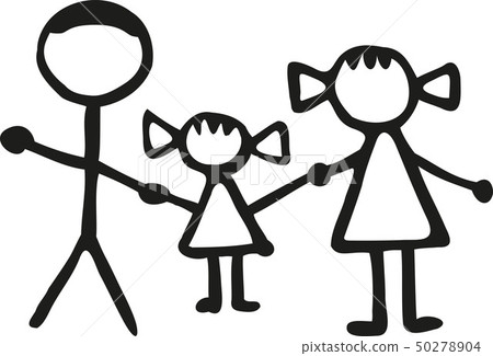 Stickman family - dad daughter Mom - Stock Illustration [50278904] - PIXTA