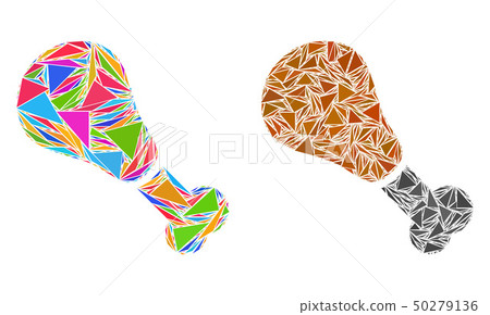 Triangle Fried Chicken Leg Collage Icons - Stock Illustration [50279136 ...