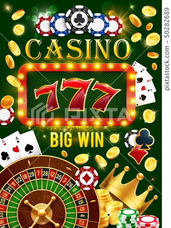 Casino gamble games, jackpot win golden coins - Stock Illustration ...