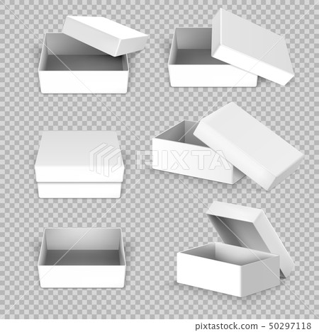 White empty square open box in different... - Stock Illustration ...