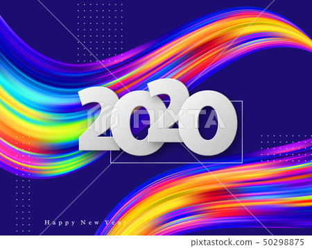 2020 New Year sign on abstract liquid background. - Stock Illustration ...