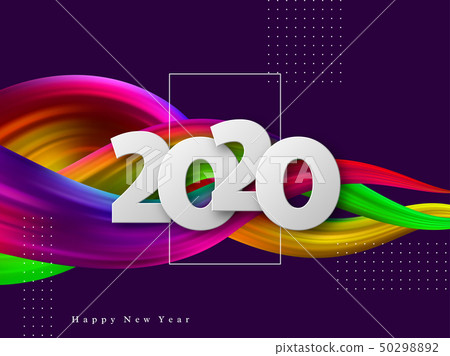 2020 New Year sign on abstract liquid background. - Stock Illustration ...