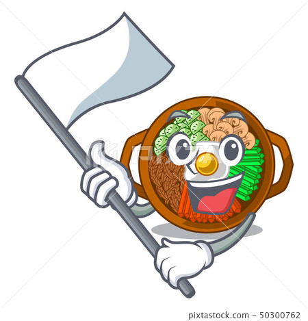 With flag plate containing bibimbap cartoon on... - Stock Illustration ...