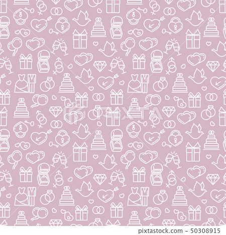 Romantic wedding seamless pattern design - Stock Illustration [50308915 ...